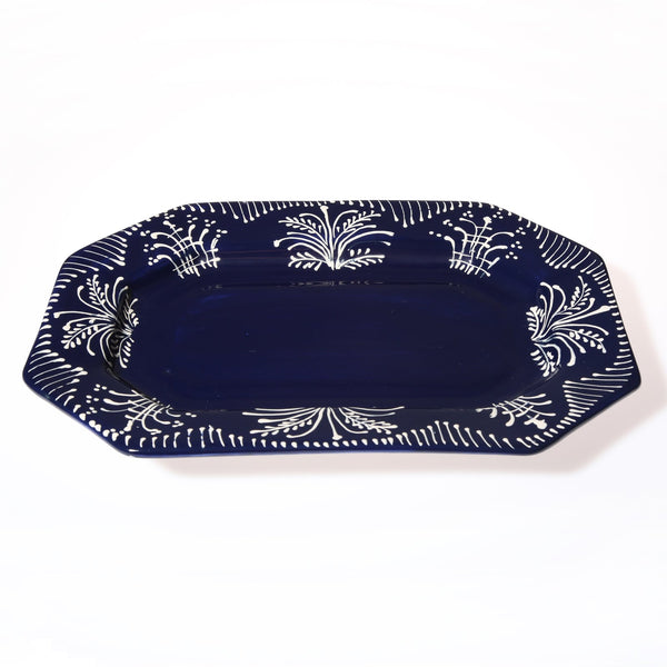 Cobalt Lace Octagonal Platter | Over The Moon