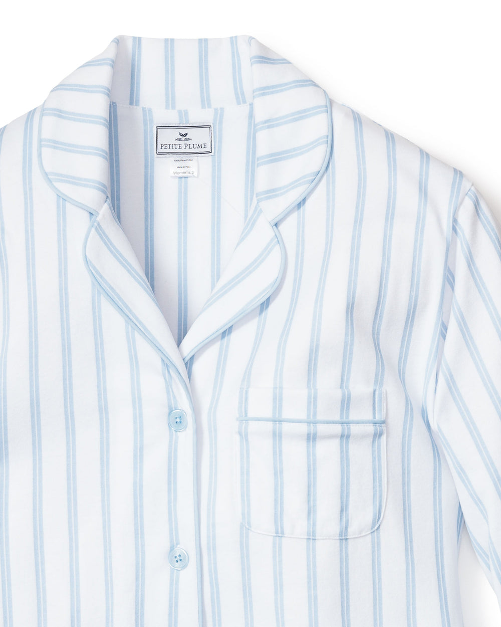 Women's Luxe Pima Periwinkle Stripe Pajama Set | Petite Plume | Over ...