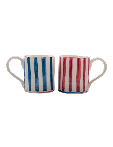 Red and Blue Ceramic Mug, Set of 6 | Over The Moon