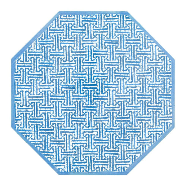 Fretwork Octagonal Lacquer Placemat in Blue | Over The Moon