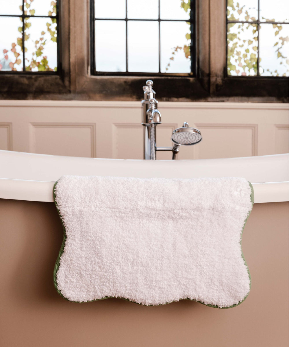 Scalloped Piped Bath Mat, Mustard | REBECCA UDALL | Over The Moon