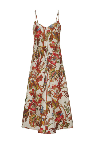 Mae Midi Dress in Fauna Floral Ivory | Over The Moon