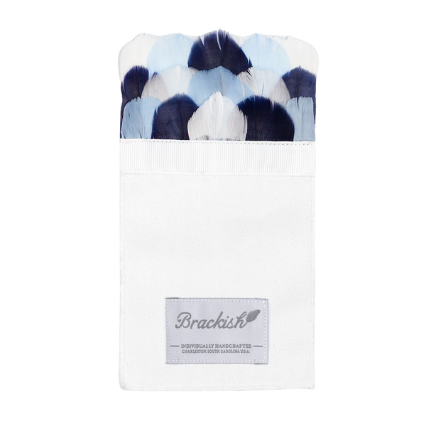 Deas Hall Pocket Square - Light Blue, Navy, & White Feathers | Over The ...