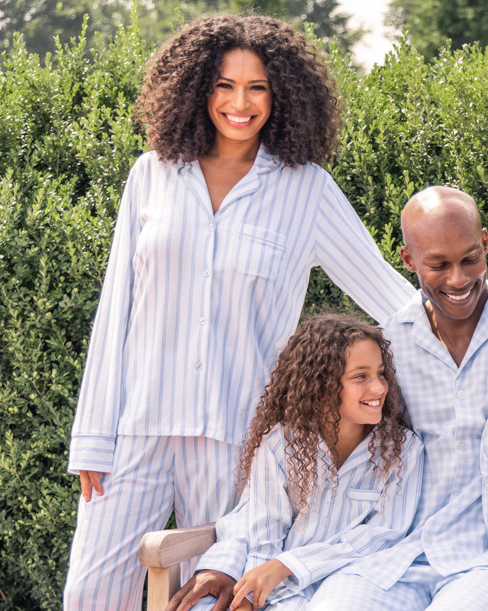 Women's Luxe Pima Periwinkle Stripe Pajama Set | Petite Plume | Over ...