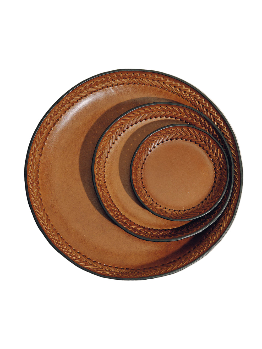 The Tray Set in Cognac Leather Lace Trim | Over The Moon