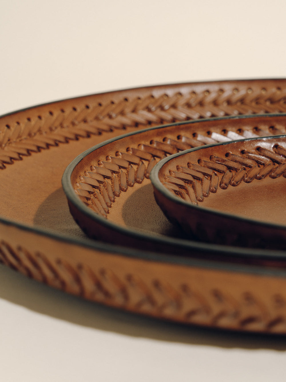 The Tray Set in Cognac Leather Lace Trim | Over The Moon