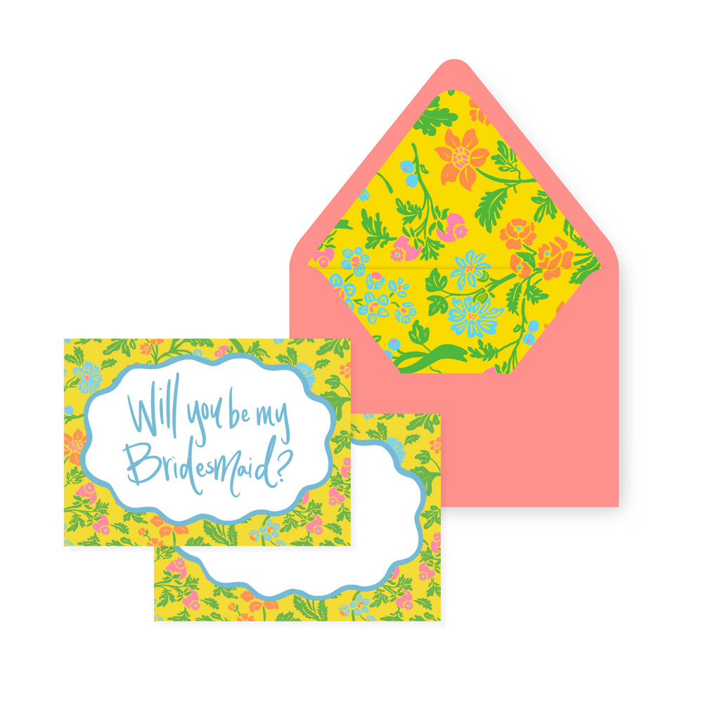 Sunny Chintz Bridesmaid Proposal Card Set | Over The Moon