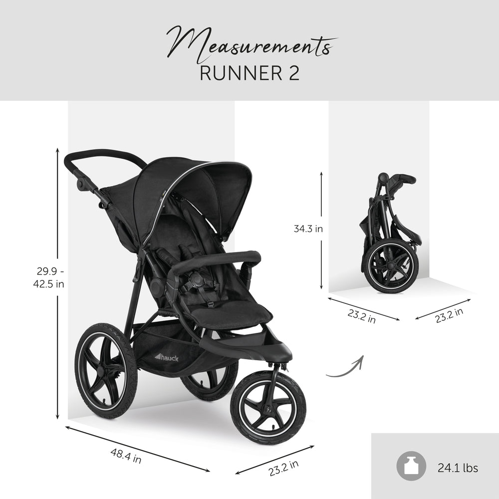 Runner 2 Compact Foldable Tricycle Jogger Buggy Stroller Pushchair wit ...