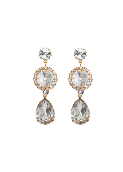 Marisol Earrings in Crystal Antique Gold | Over The Moon