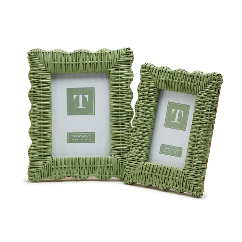 Green Wicker Weave Photo Frames, Set of 2 | Over The Moon