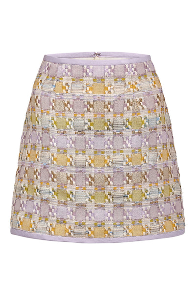 Linette Pastel Metallic Tweed Mini Skirt | Over The Moon