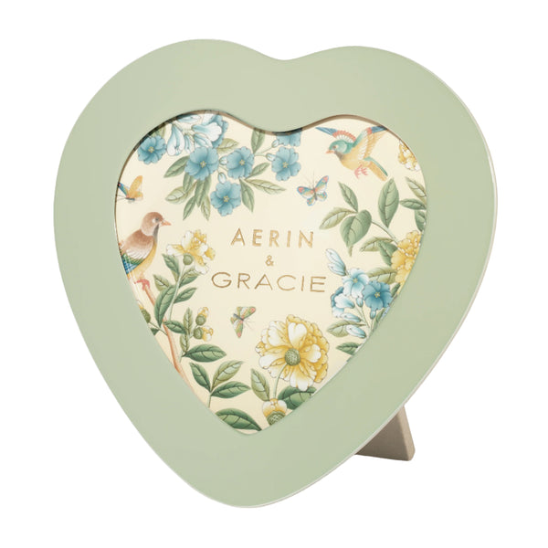 AERIN & Gracie Heathcote Lacquer Heart Frame, Sage | Over The Moon