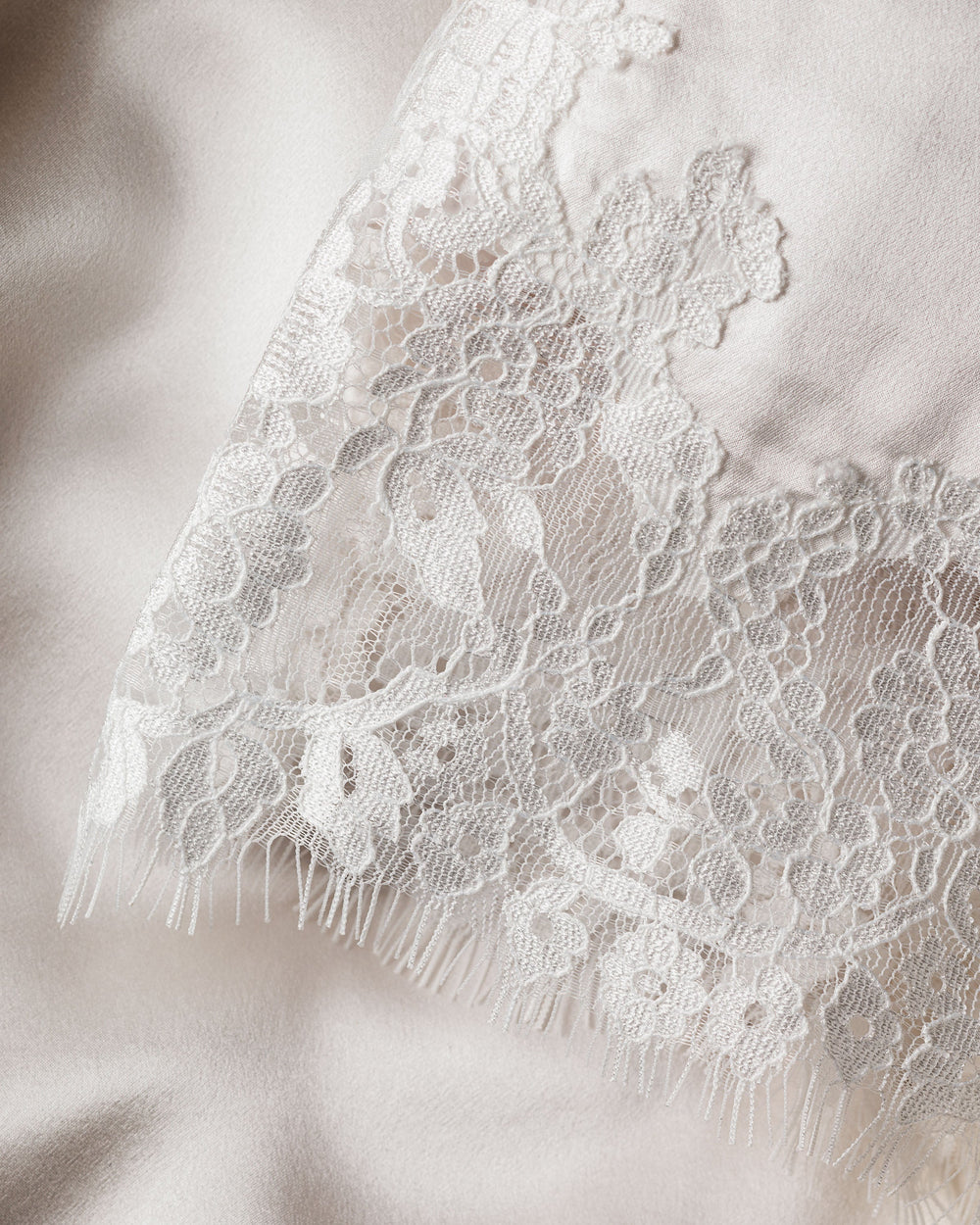 Women's White Silk lace Robe | Petite Plume | Over The Moon