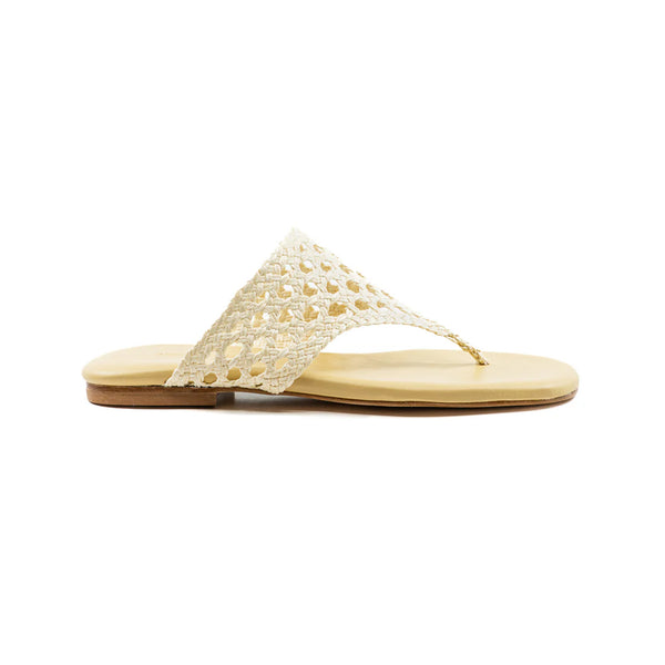 Brenda Flat Natural Raffia Sandal | Over The Moon