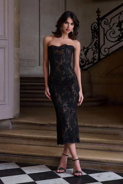 The Capulet Dress in Black Chantilly Lace | Over The Moon