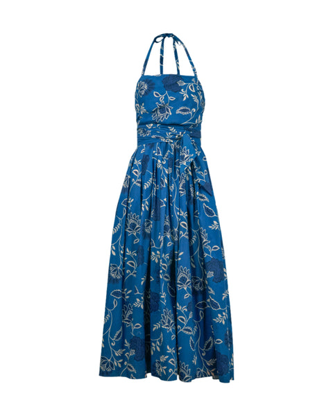 Cassandra Dress in French Blue & Cream | Over The Moon