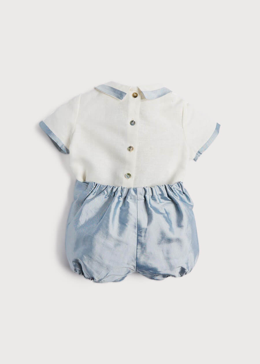 Baby Boy Blue Silk Bloomers & Linen Shirt Set ‚Äì Pepa London | Over ...