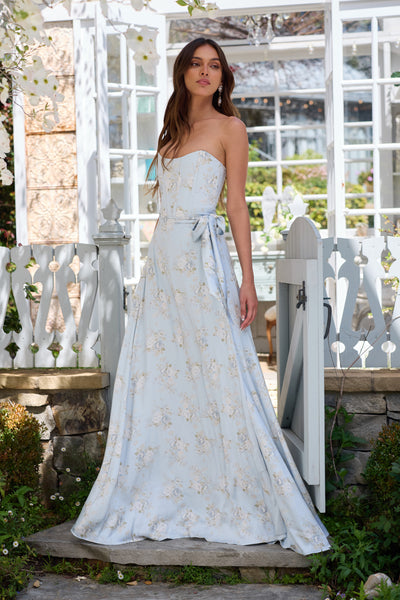 The Cecilia Dress in Victorian Blue Roses | Over The Moon