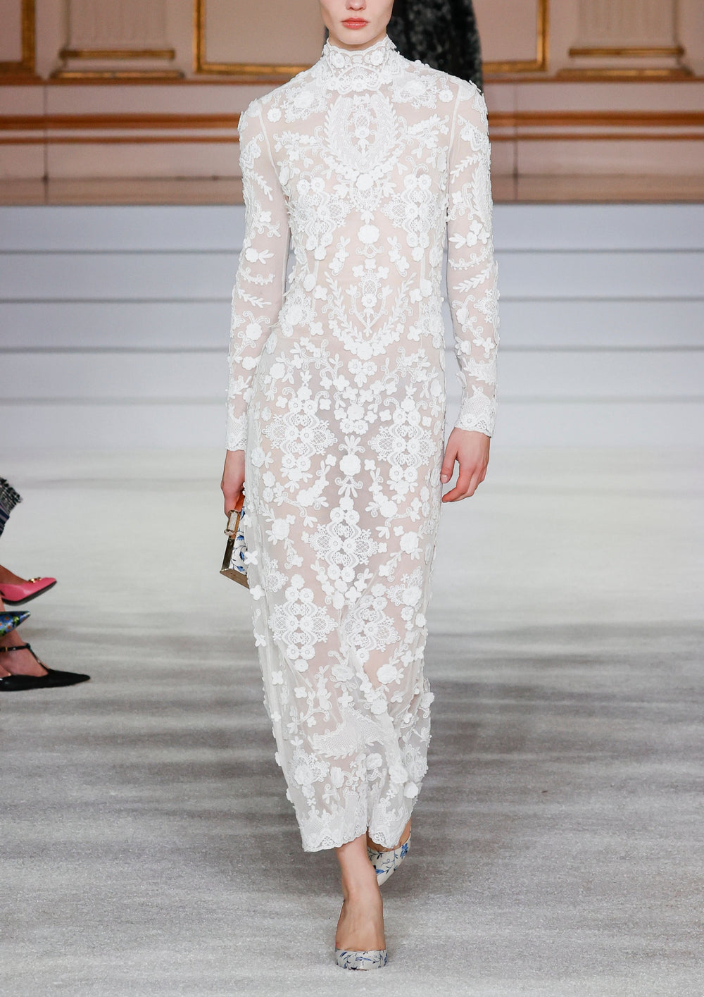 Embellished Floral Applique Column Dress | Over The Moon