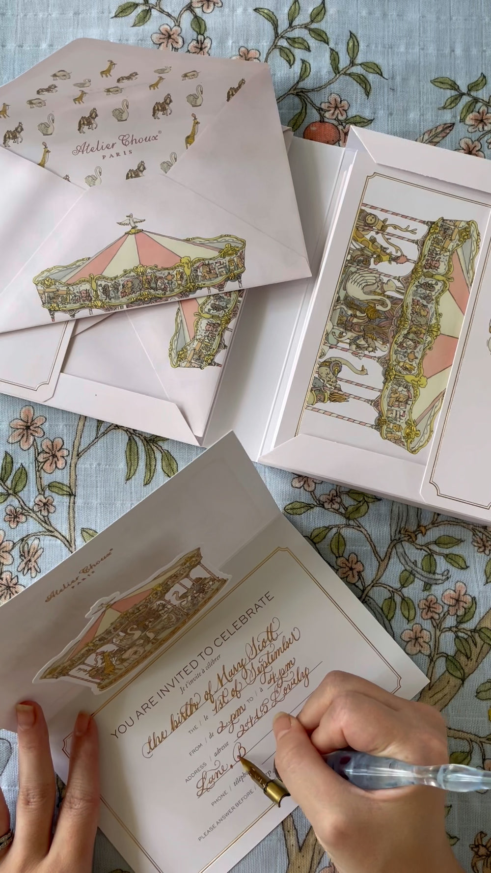 Carousel Pop-Up Invitation Set | Over The Moon