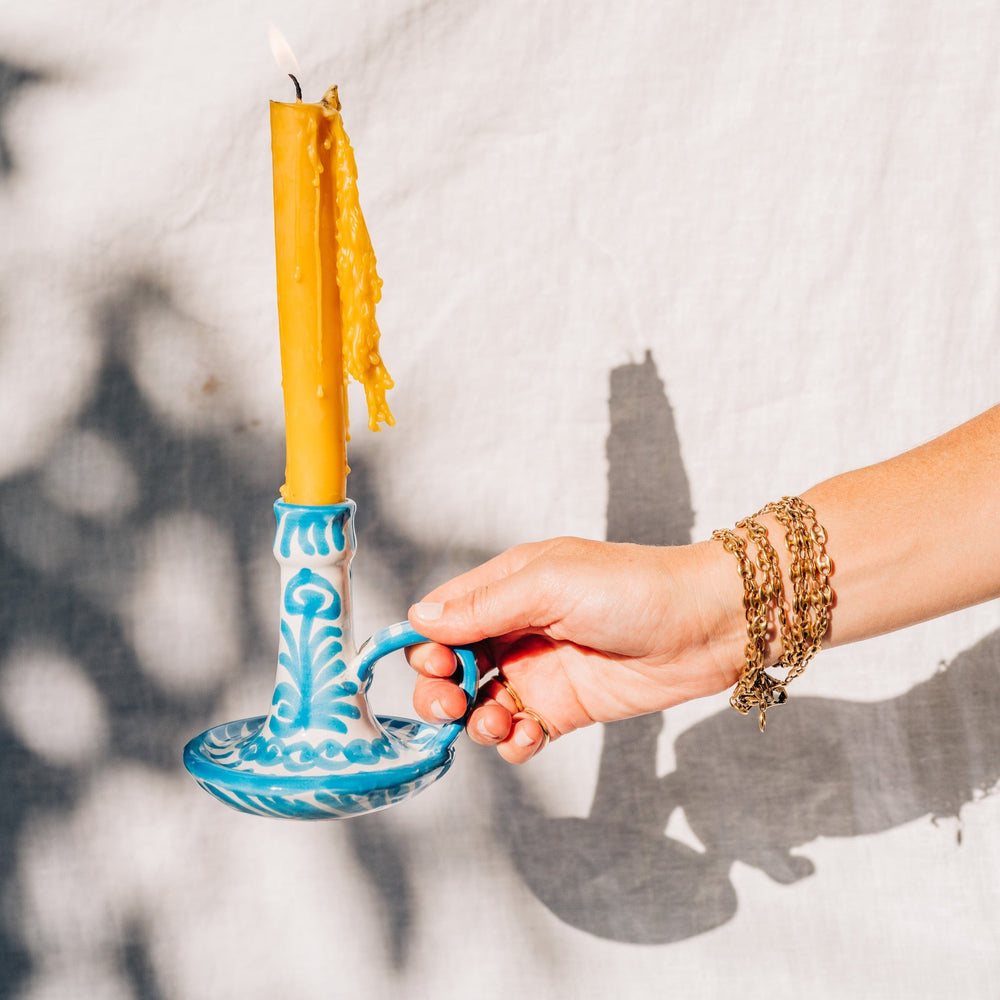 Candlestick With Hand Painted Designs | Over The Moon