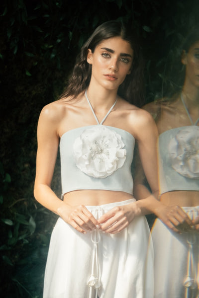 OTM Exclusive: Gol Bustier Top in Blue & White | Over The Moon