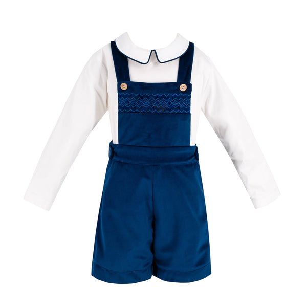Christopher Boy Overall in Navy Velvet | Over The Moon