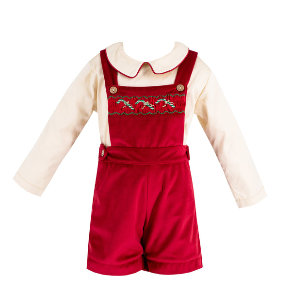 Christopher Boy Overall in Red Velvet | Over The Moon