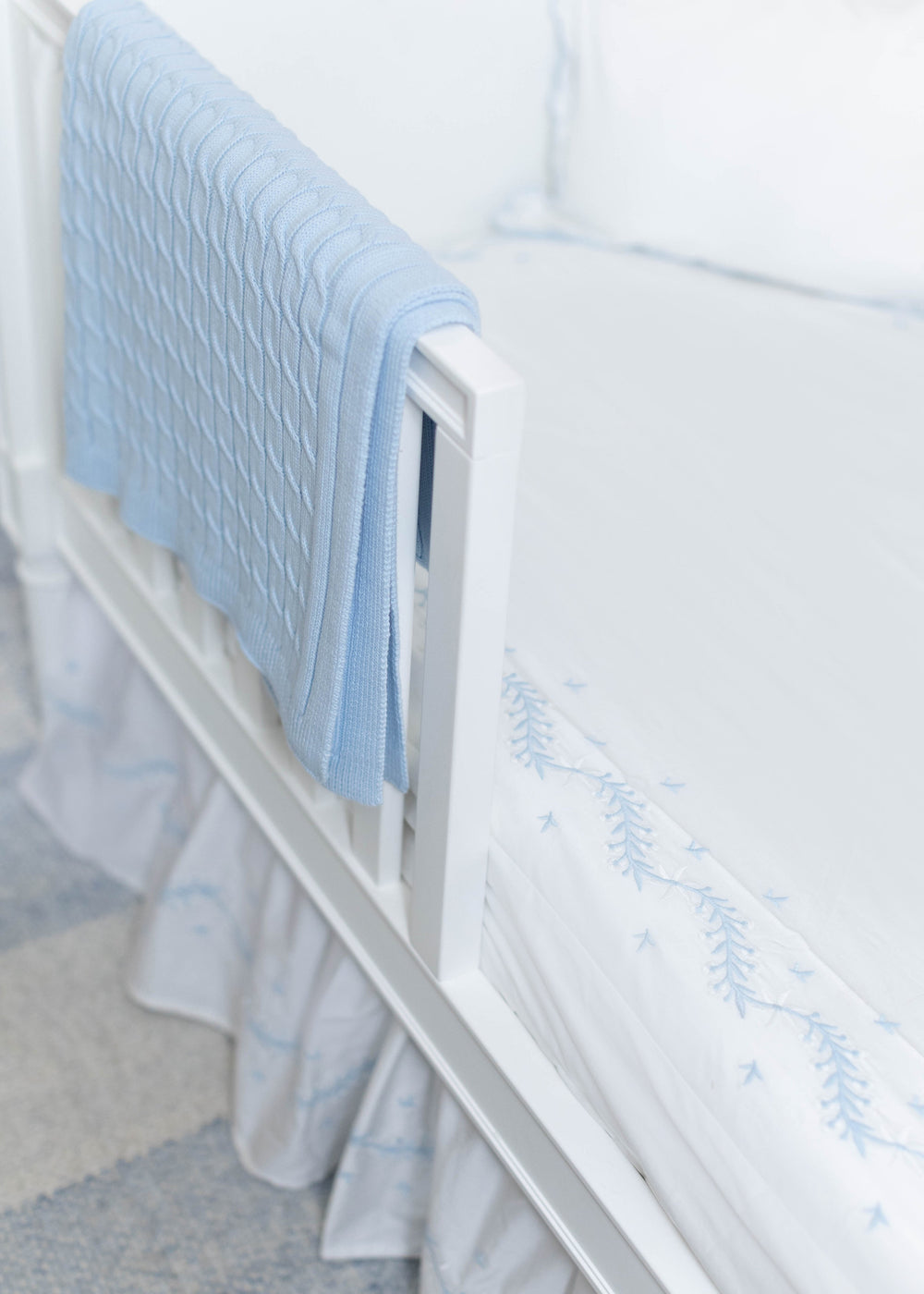 Embroidered Crib Sheet in Sky | Over The Moon