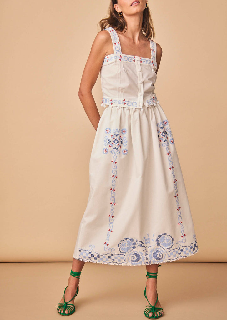 Tanner Skirt | Embroidered Skirt | Hunter Bell | Over The Moon