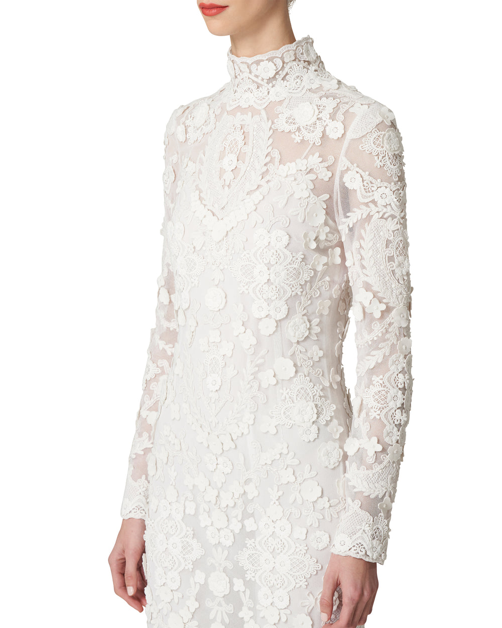 Embellished Floral Applique Column Dress | Over The Moon