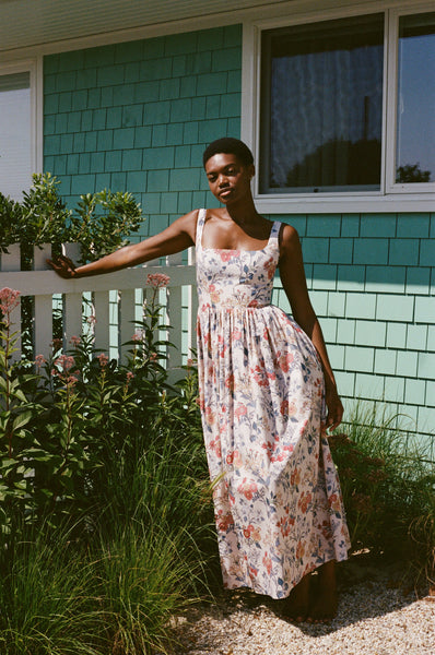 Scoop Neck Dress in Antique Floral | Over The Moon