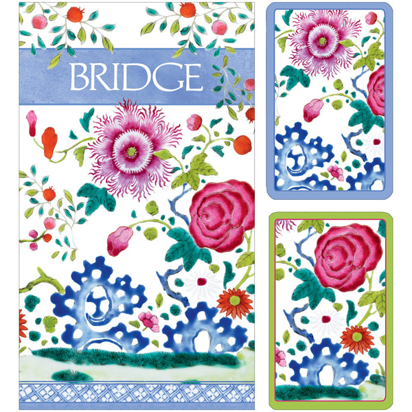 Floral Porcelain Large Type Bridge Gift Sets, 2 Playing Card Decks & 2 ...