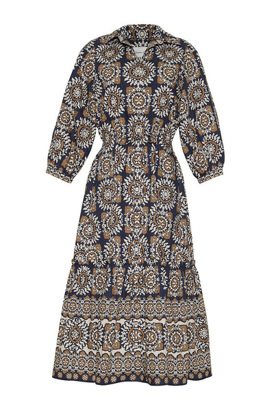 Hutton Dress in Blue Med Tile | Over The Moon