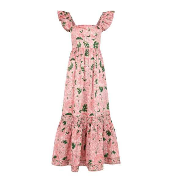 The Pippa Dress - Rose Calico Trellis | Over The Moon