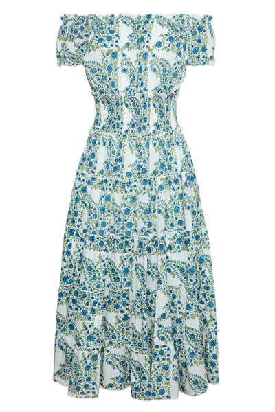 Majorca Midi Dress in Blue Green Paisley | Over The Moon