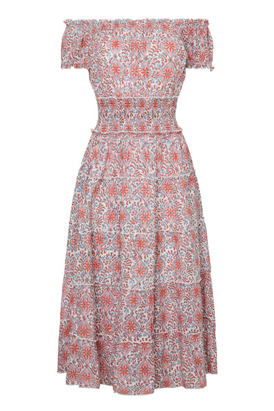 Majorca Midi Dress in Pink Tile | Over The Moon