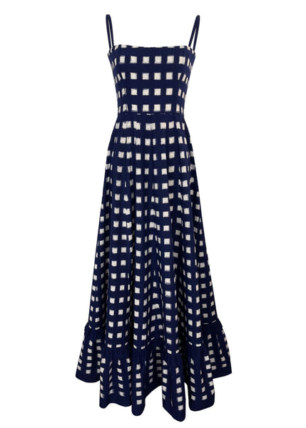 Navy Blue Checkmate Dress | Over The Moon