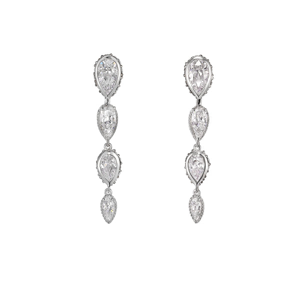 Mini Dew Drop Earrings: White Gold | Over The Moon