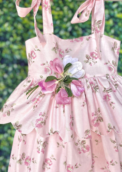 Scallop Peplum Petal Dress in Pink Morning Glory | Over The Moon