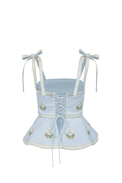 OTM Exclusive: Mina Top in Baby Blue & Ivory | Over The Moon