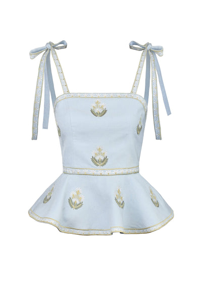 OTM Exclusive: Mina Top in Baby Blue & Ivory | Over The Moon