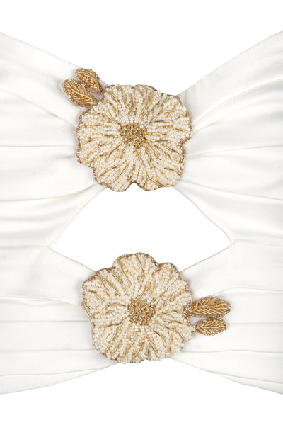 OTM Exclusive: Silk Rosa Cut Out Top in Ivory | Over The Moon