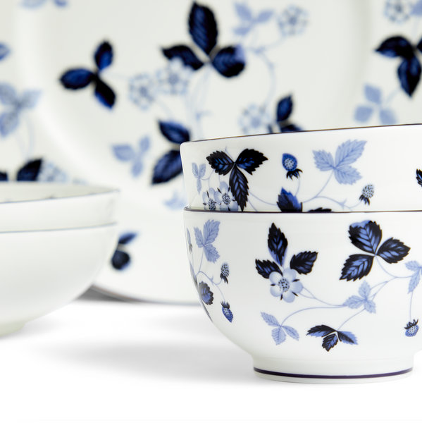 Wild Strawberry Inky Blue Dinnerware, Set of 8 | Over The Moon