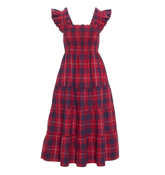 The Ellie Nap Dress in Cherry Tartan | Over The Moon