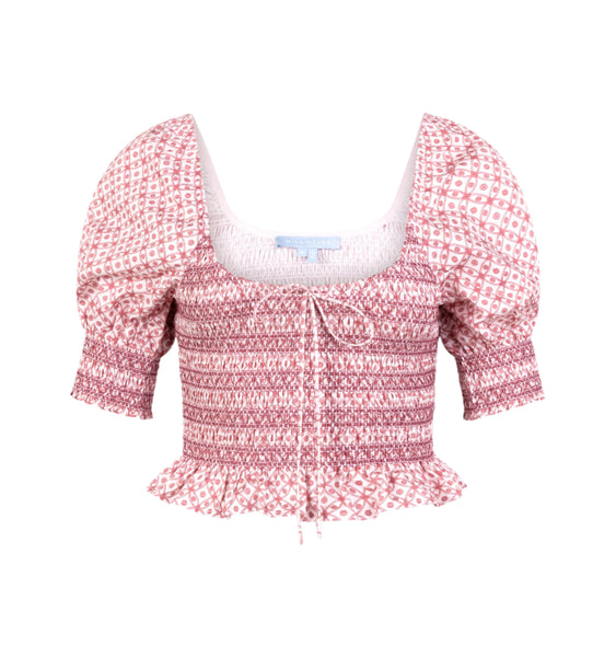 The Madeline Nap Top in Rose Circular Lattice | Over The Moon