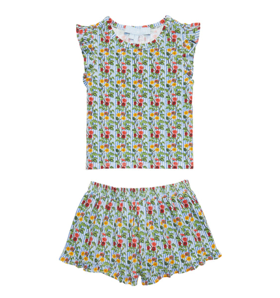 The Tiny Lala Short Set in Geranium Stripe | Over The Moon