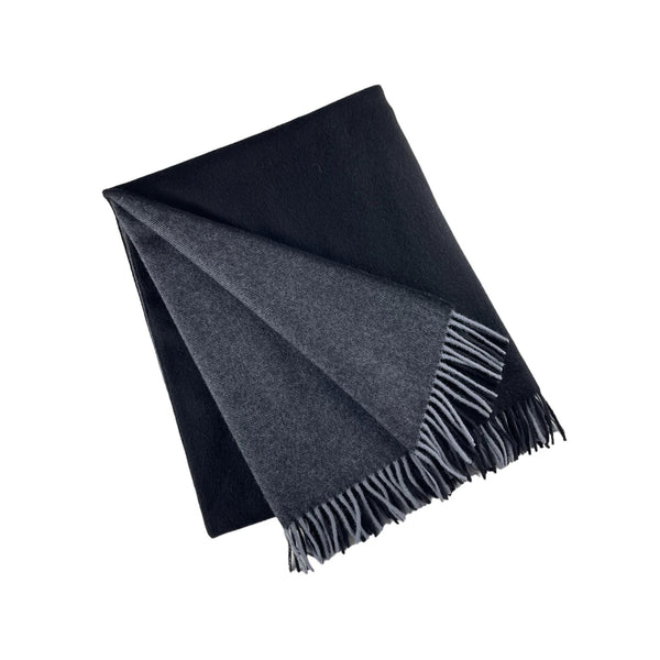 Wool Two Tone Throw with Fringe | Over The Moon