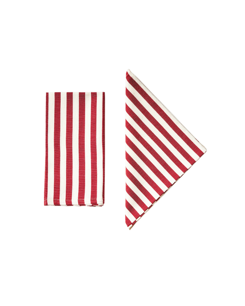 Vera Stripe Napkins in Red, Set of 2 | Over The Moon