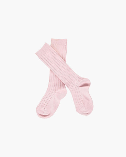 Luxury Dusty Pink Ribbed High Knee Socks | Amaia London | Over The Moon